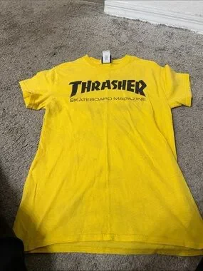 Thrasher | Shirts | Thrasher Black Logo Yellow Tee | Poshmark